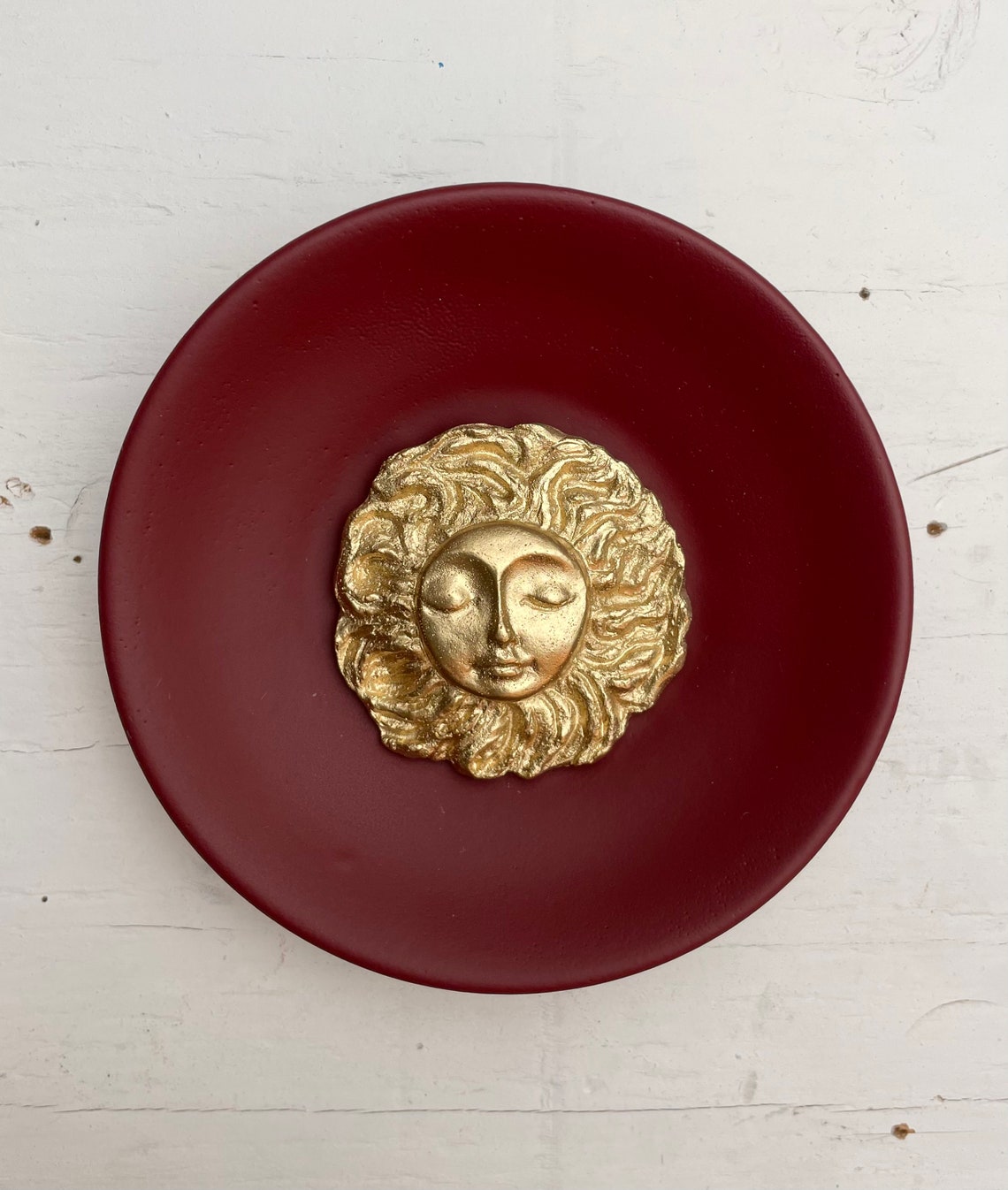 Golden Sun Face Sculpture in Maroon and Gold Handmade - Etsy