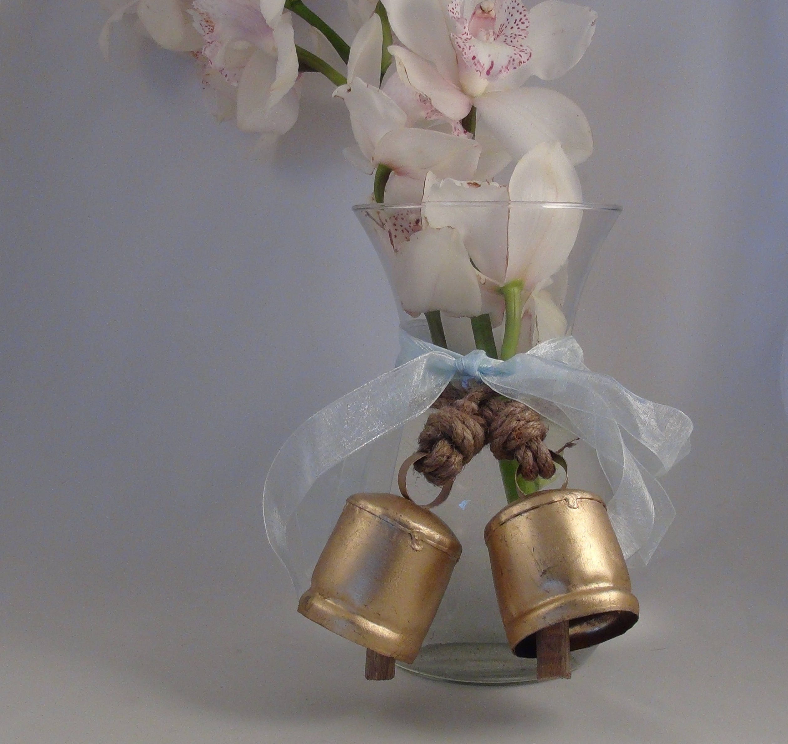 Set of Two Beautiful Gold Wedding Bells With Jute for Wedding | Etsy