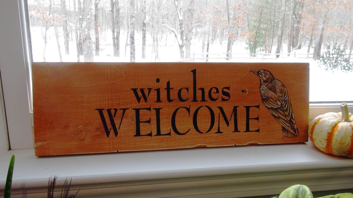WITCHES WELCOME Sign-hand Painted Unique and Original-orange With Black ...
