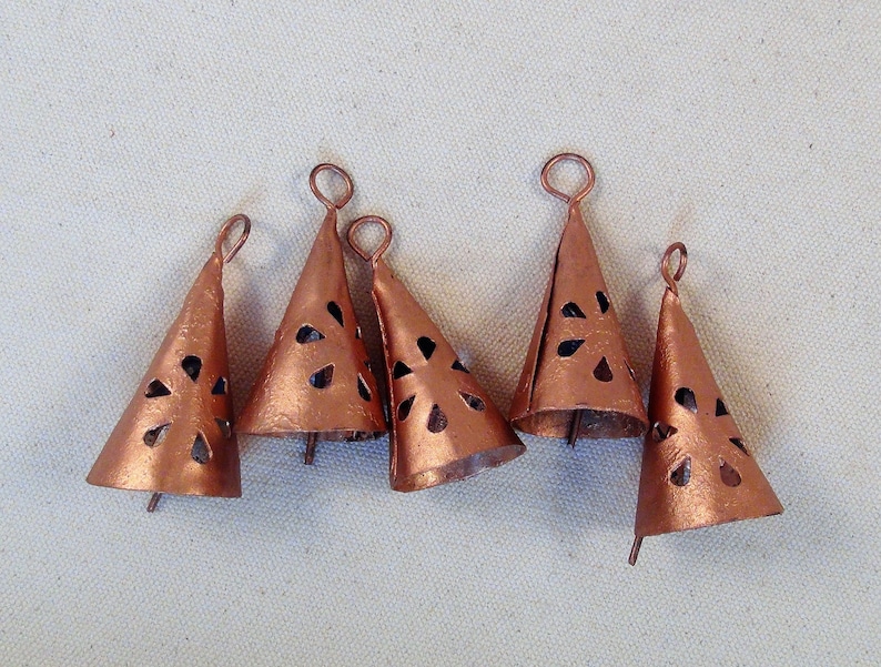 5 COPPER SUNBURST Triangle Bells With Teardrop Cutouts-2 1/4 Inch ...