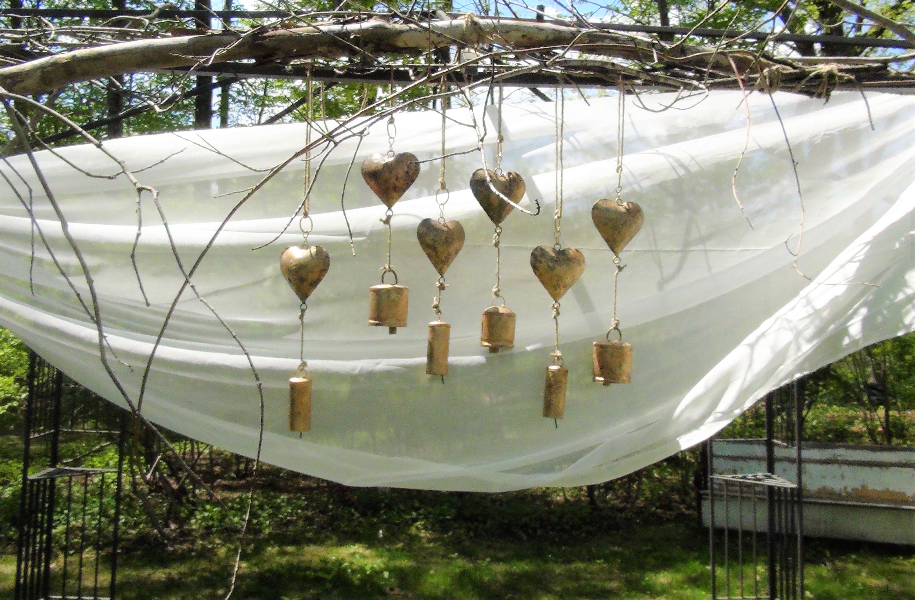 LOVE CHIMES-Wedding Bell and Heart Rustic Gold Decorations w/ | Etsy