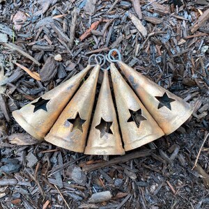 STAR BELLS - Group of Rustic Gold Cone-shaped Bells With Star Cut-outs ...
