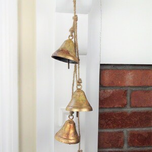 Liberty Bells - Four Flared Bells on Jute - Rustic Gold Bell Hanging ...