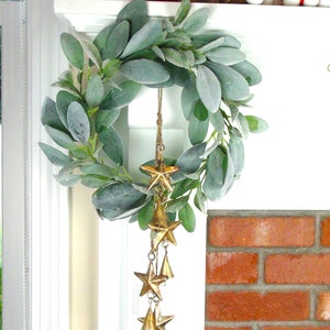 SHOOTING STARS Bell Hanging Strung on Jute - 8 Rustic Gold Stars and ...