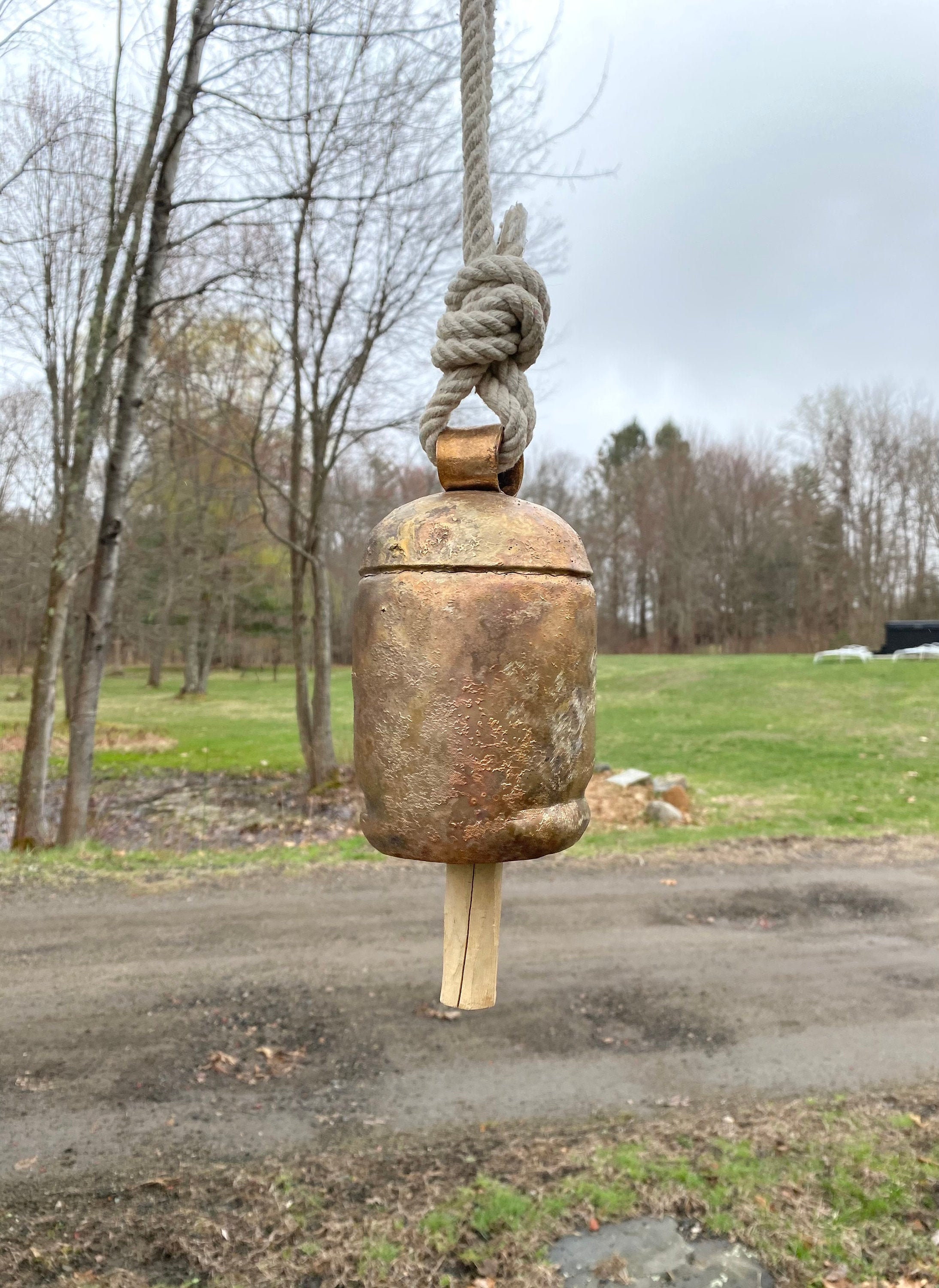 Tower Bell Large 7 1/4 Rustic Gold Bell with Knotted | Etsy