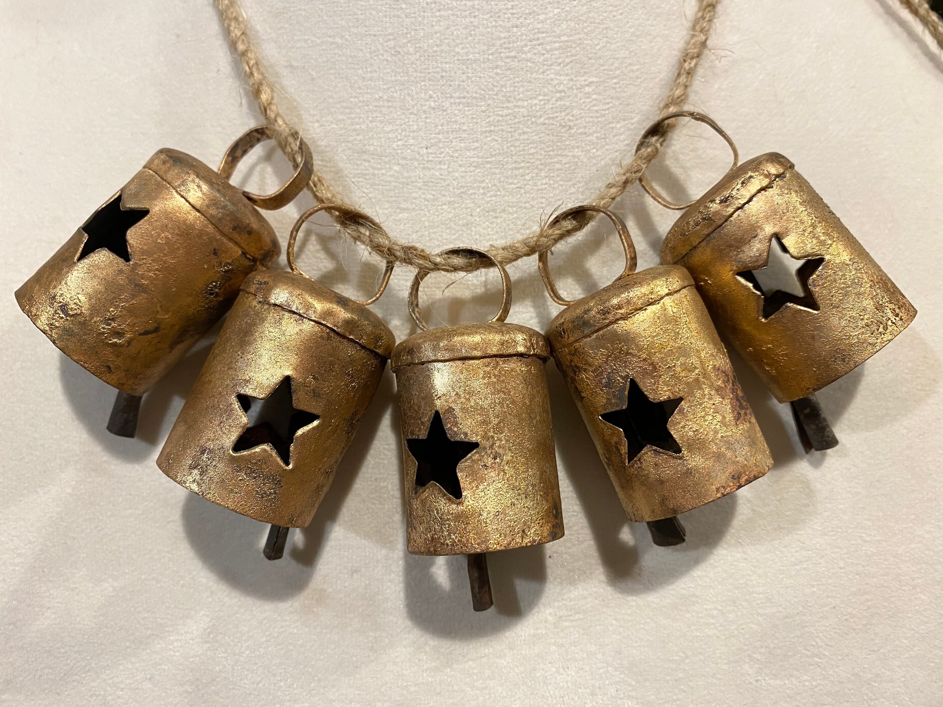 Rustic Gold Star Bells Group of Cylindrical-Shaped Bells | Etsy