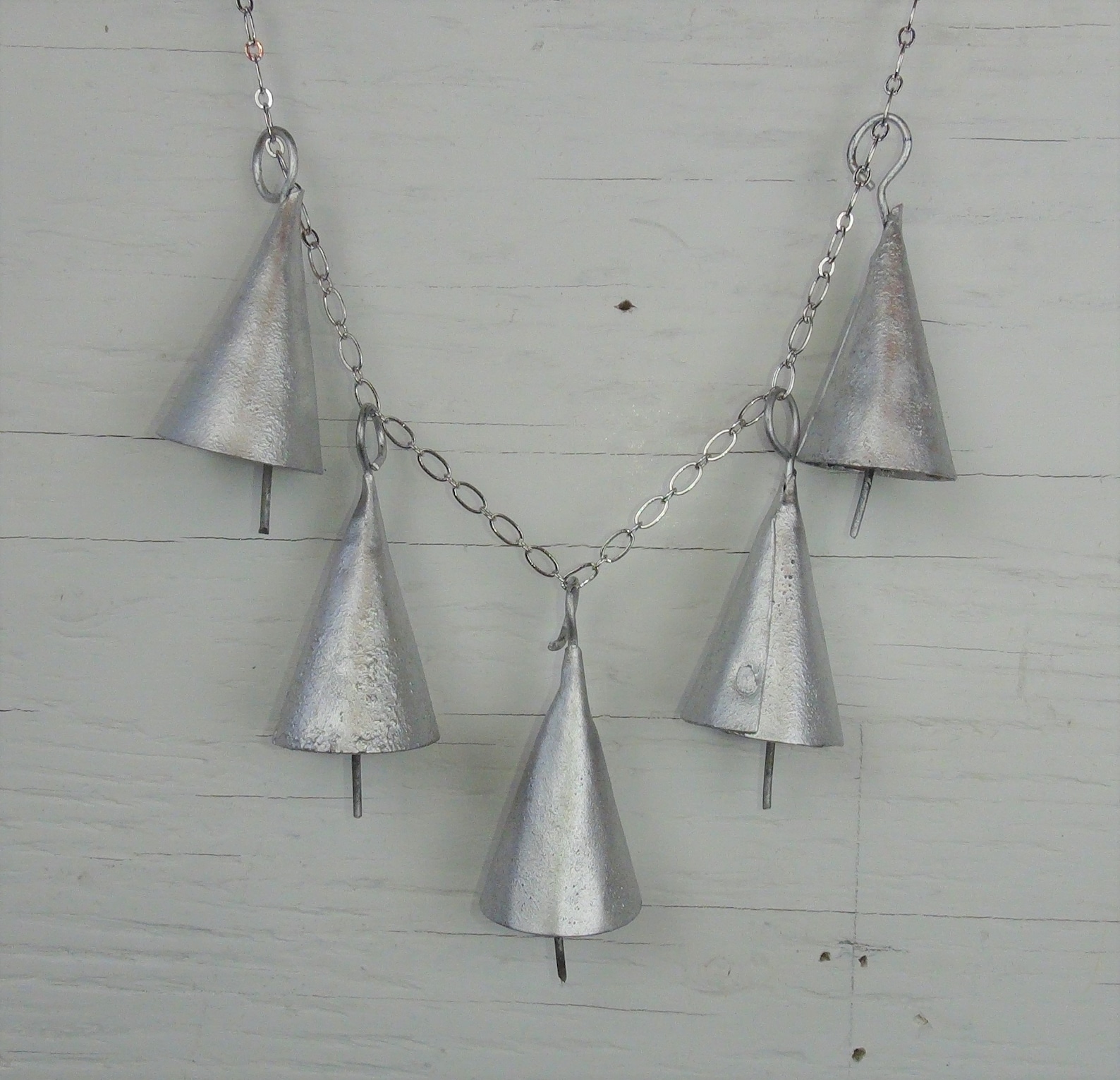 5 SILVER FAIRY Bells-small 2 Triangle Cone Bells That | Etsy