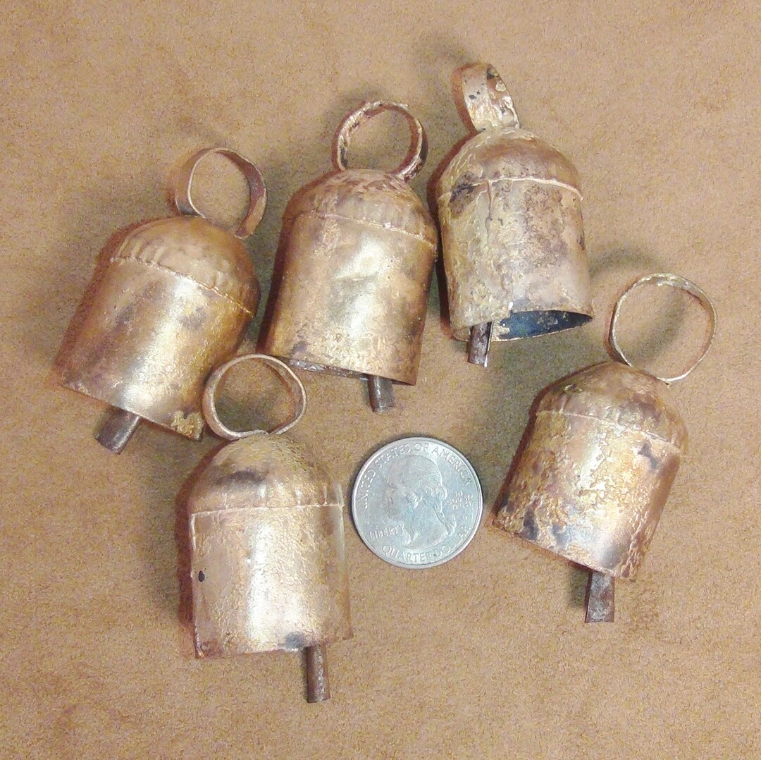 ANGEL Bells-5 Handmade RUSTIC Gold- 1 3/4 Inch-sheet Metal Bells-great ...