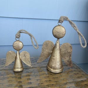 Guardian ANGEL BELLS in Rustic Gold - Stands on It's Own or Can Be Hung ...