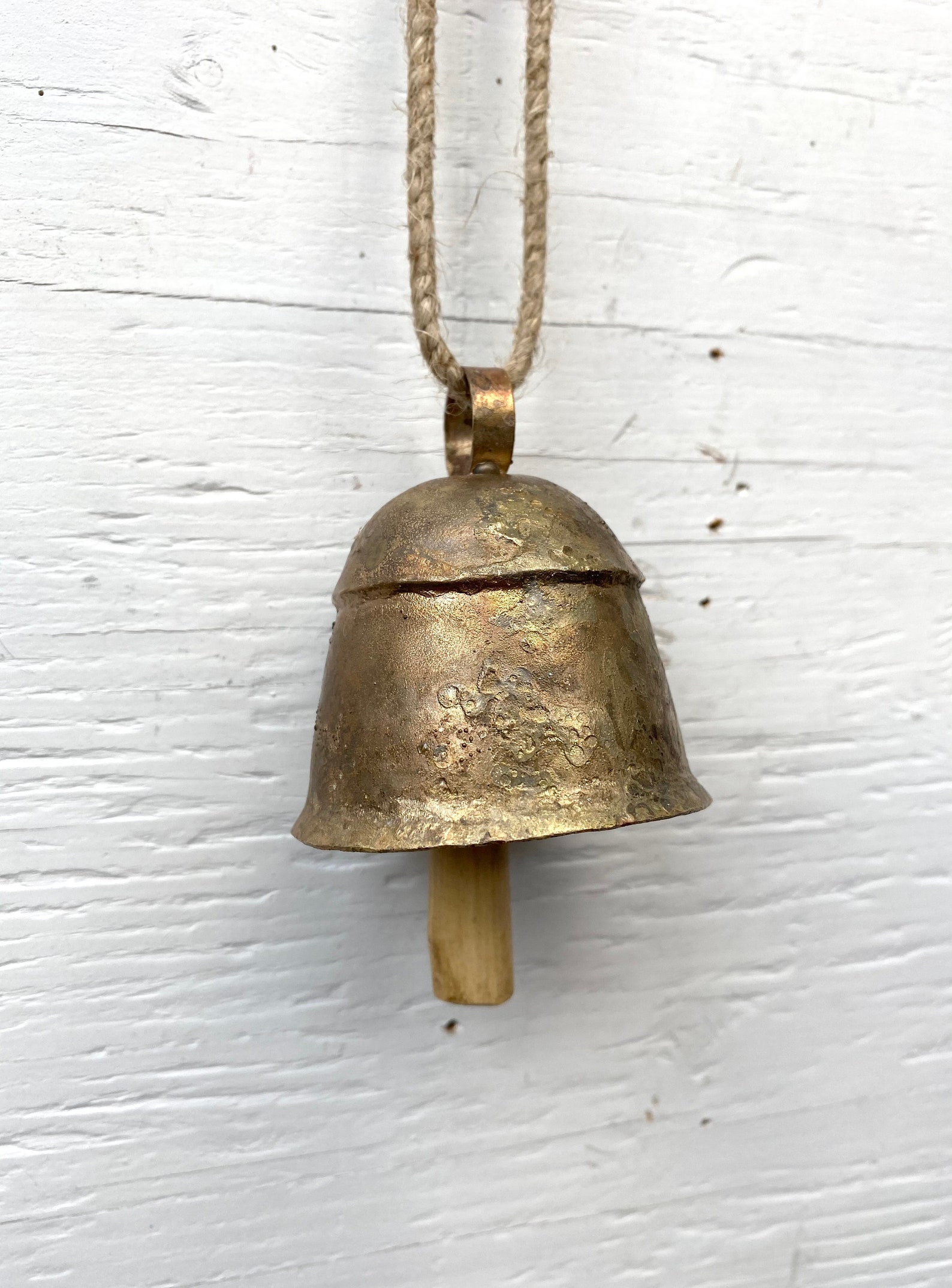 Mermaid Bells Flared Rustic Gold Bells With Wooden Clapper - Etsy