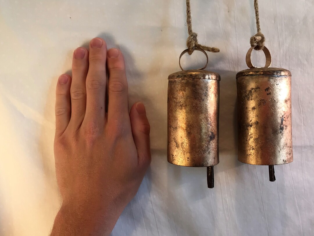 HARMONY BELLS in Two Sizes Group of Two Rustic Gold Bells With a ...