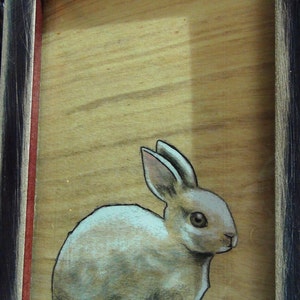 Easter Bunny Rabbit Print W/ Hand Drawn Details in Hand Painted Frame ...