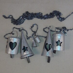 SILVER Bells-variety of 7 Sample Silver Chrome Bells W/ Hearts, Stars ...