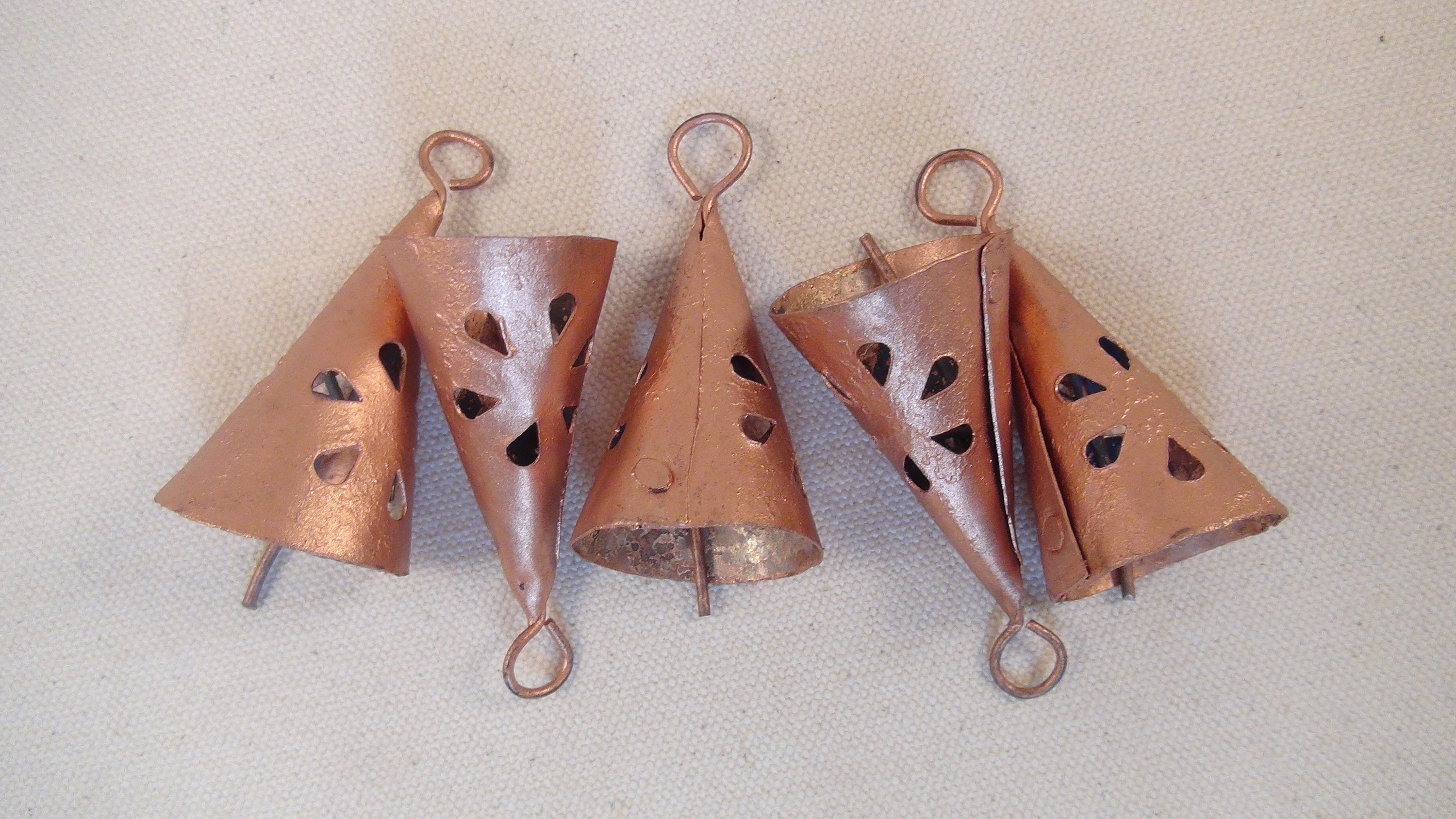 5 COPPER SUNBURST Triangle Bells with Teardrop Cutouts-2 1/4 | Etsy