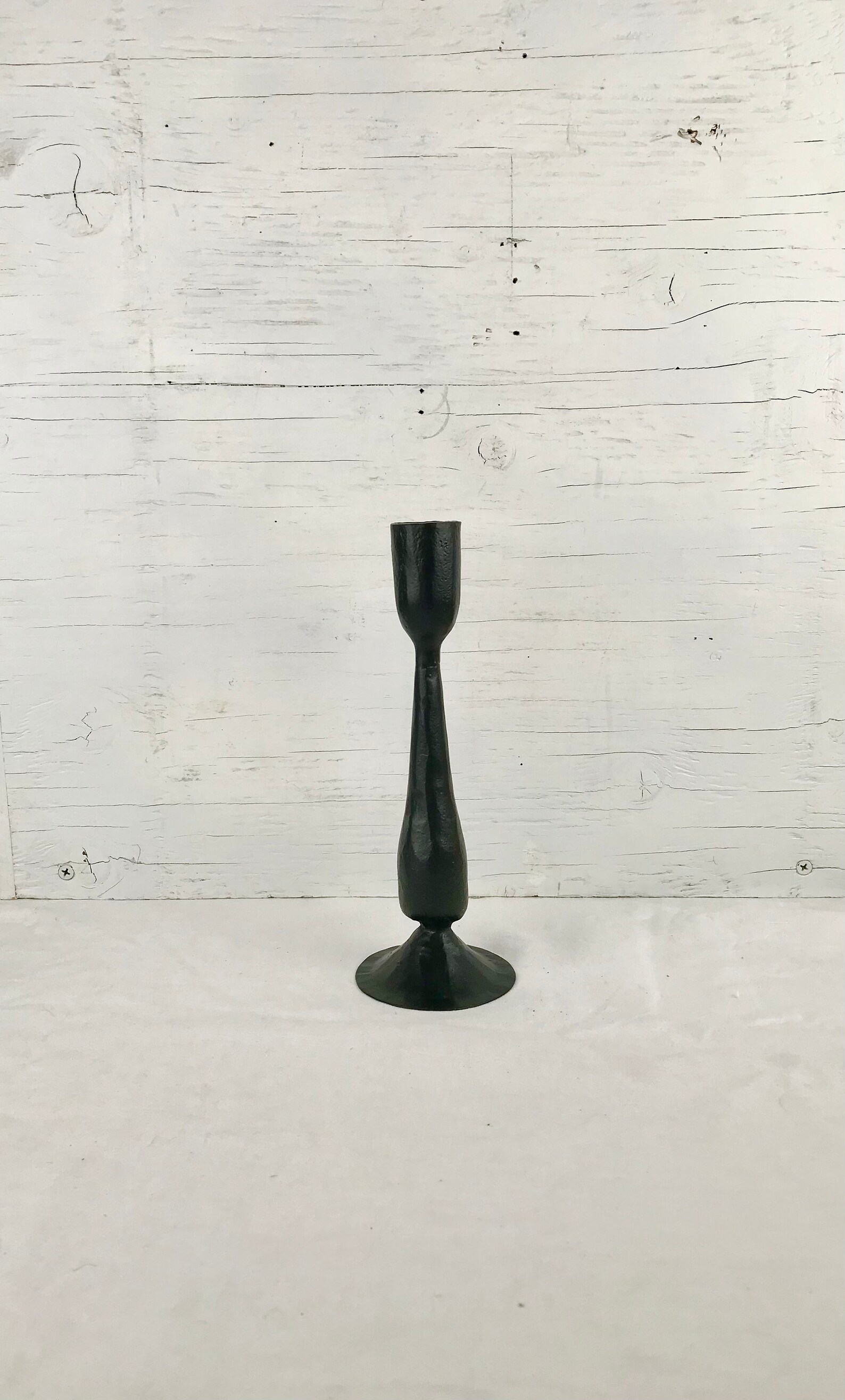 Black Forged Wide Bottom Candlesticks - Rustic Farmhouse, French ...