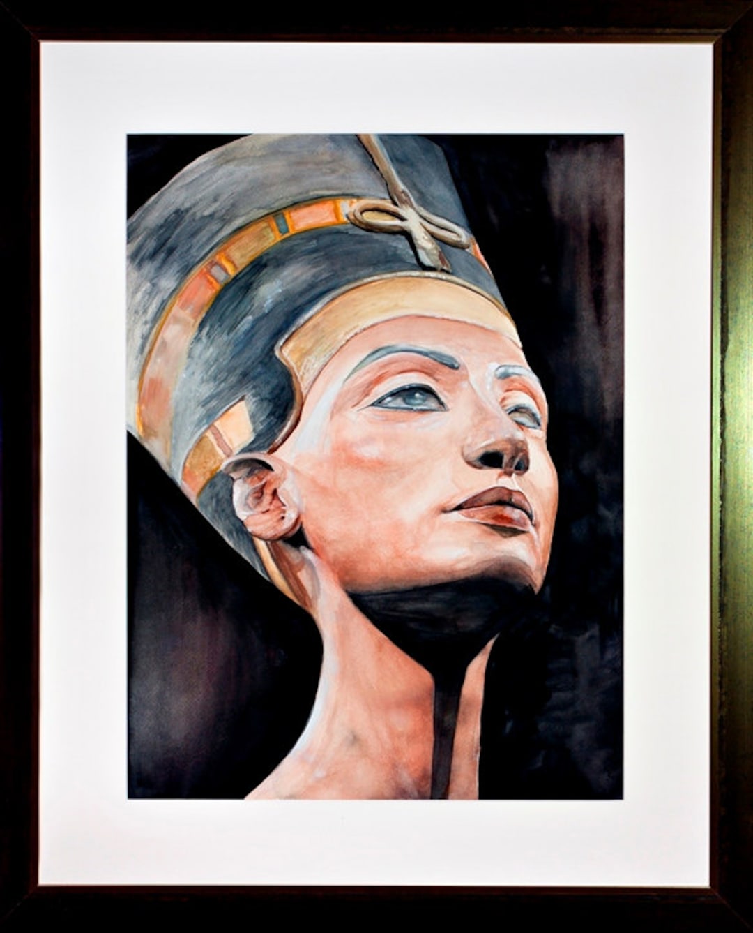 Nefertiti - Framed Watercolor Painting of Egypt's Famous Princess ...