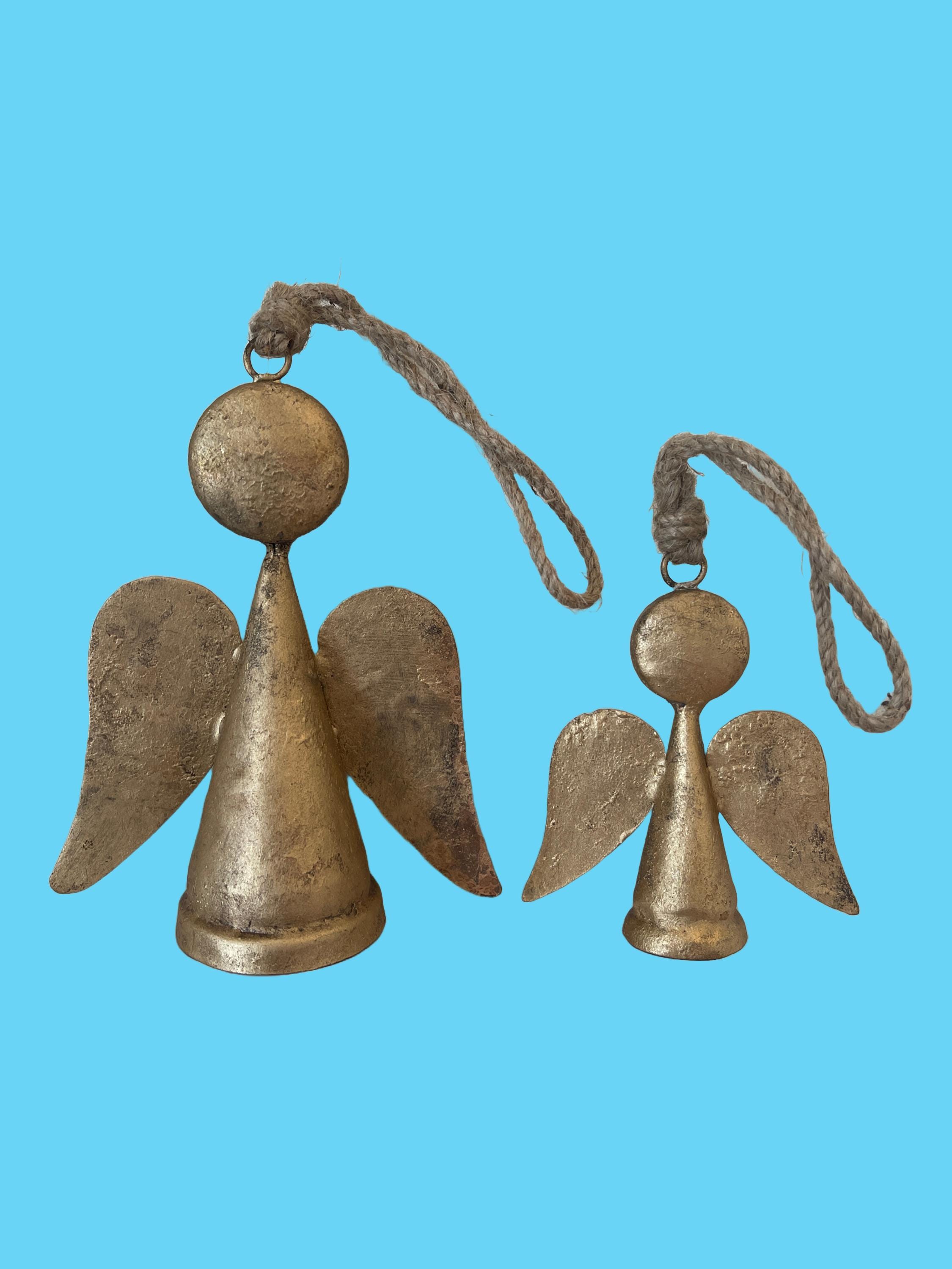 Guardian ANGEL BELLS in Rustic Gold - Stands on It's Own or Can Be Hung ...