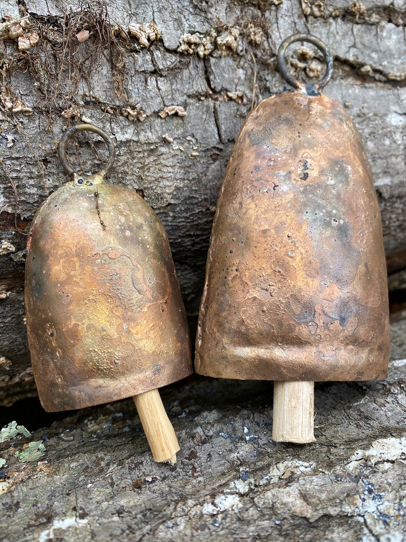 Hat Bell Rustic Gold Rough Hewn Bell With Wooden Clapper - Etsy