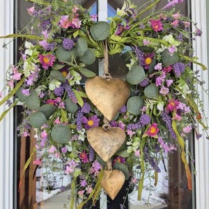 HEART WALL Art-set of 3 Puffed Rustic Gold Hearts W/jute for Hanging ...