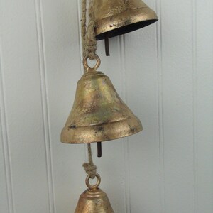 Liberty Bells - Four Flared Bells on Jute - Rustic Gold Bell Hanging ...