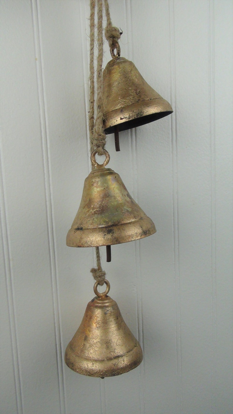Liberty Bells Four Flared Bells on Jute Rustic Gold Bell - Etsy