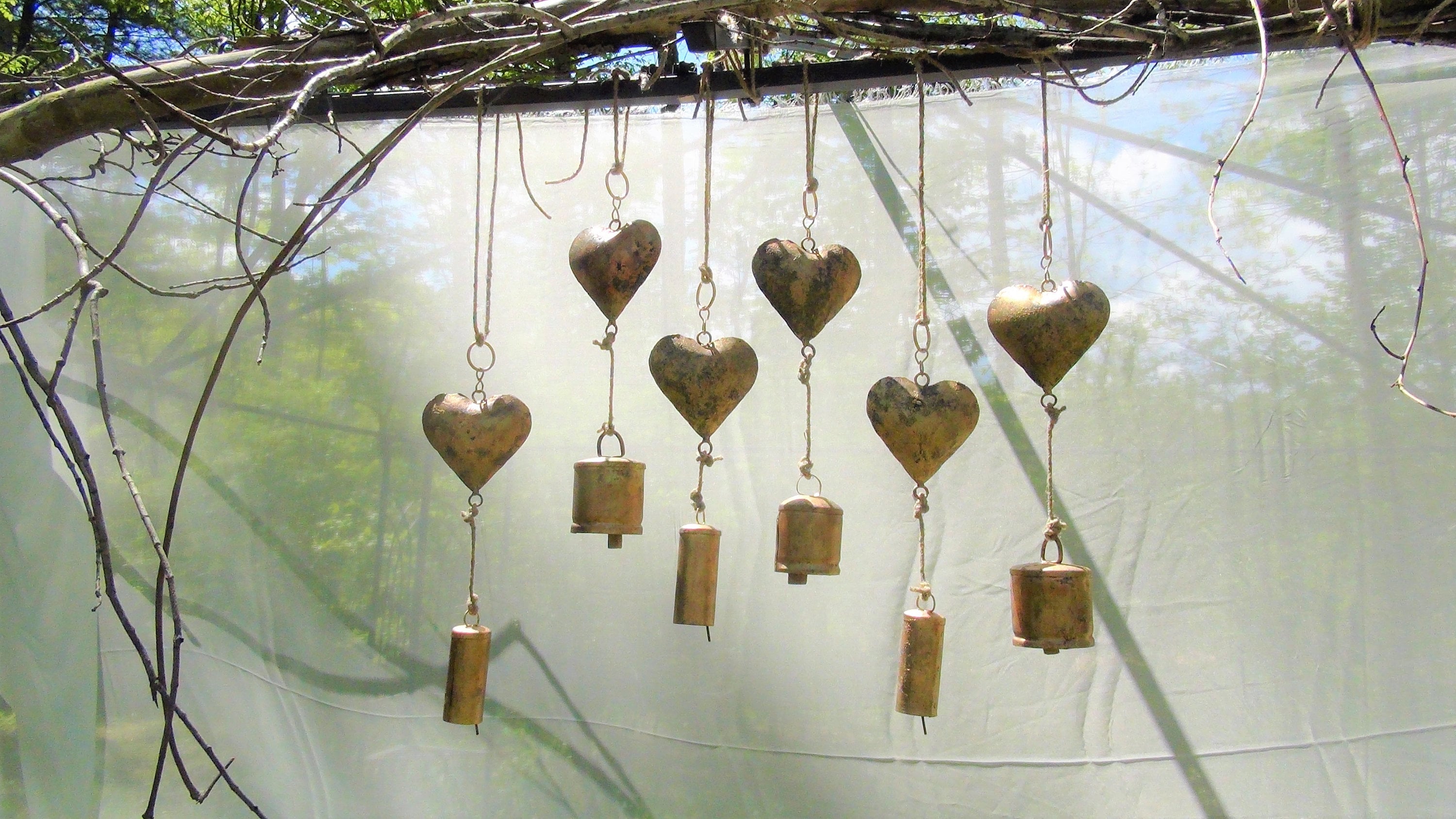 LOVE CHIMES-Wedding Bell and Heart Rustic Gold Decorations w/ | Etsy