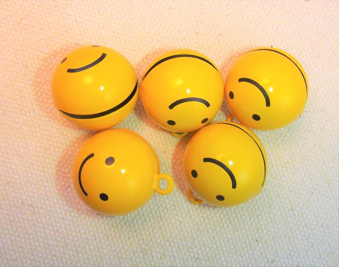 5 Smiley Face Emoji Jingle BELLS in Bright Yellow with the | Etsy