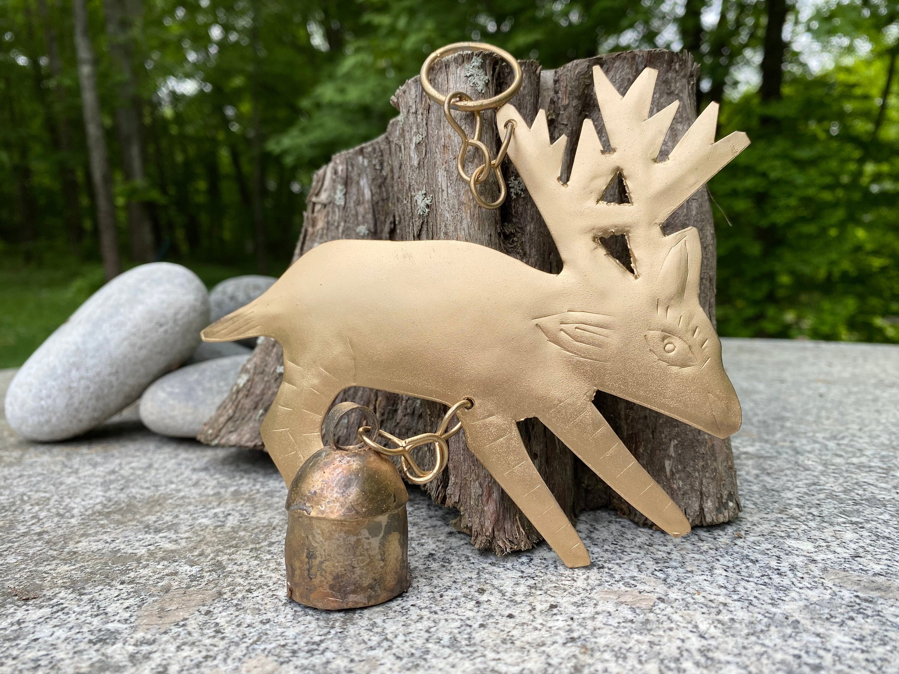 Deer Wind Chime with Rustic Bell Shabby Chic | Etsy