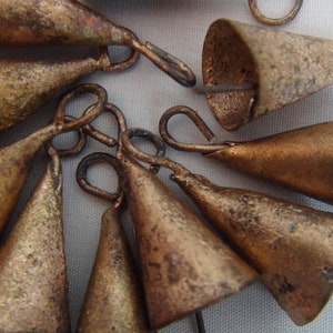 TINY RUSTIC GOLD Bells-10 Micro Cone Shape Triangular Bells-so Sweet ...