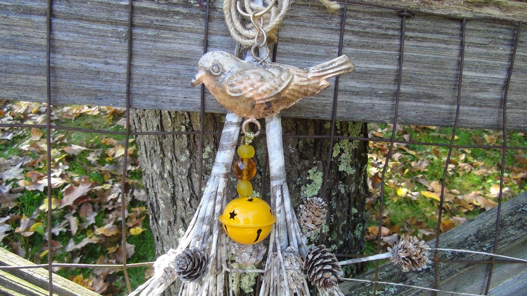 JINGLE BIRD - Rustic Gold Bird With Sparkling Yellow Beads & Yellow ...