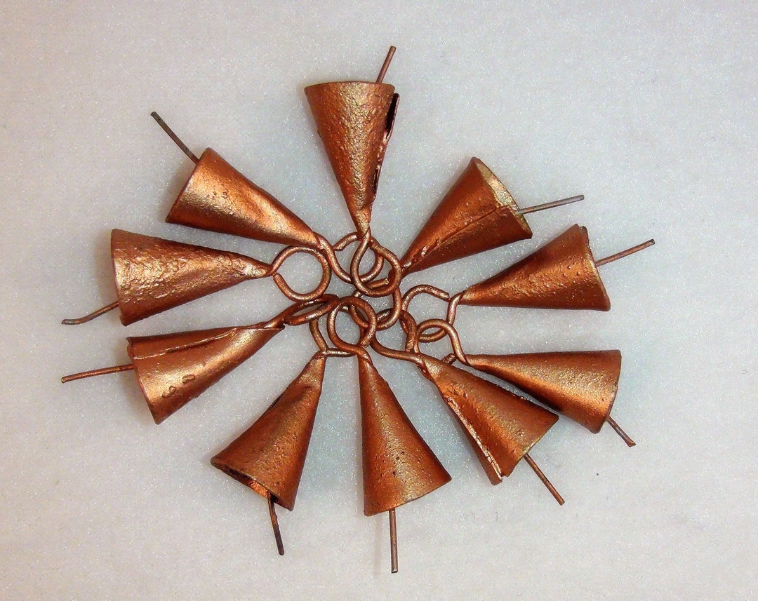 10 Mini COPPER Triangular Bells-bold Color-so Sweet & Tiny-handmade ...
