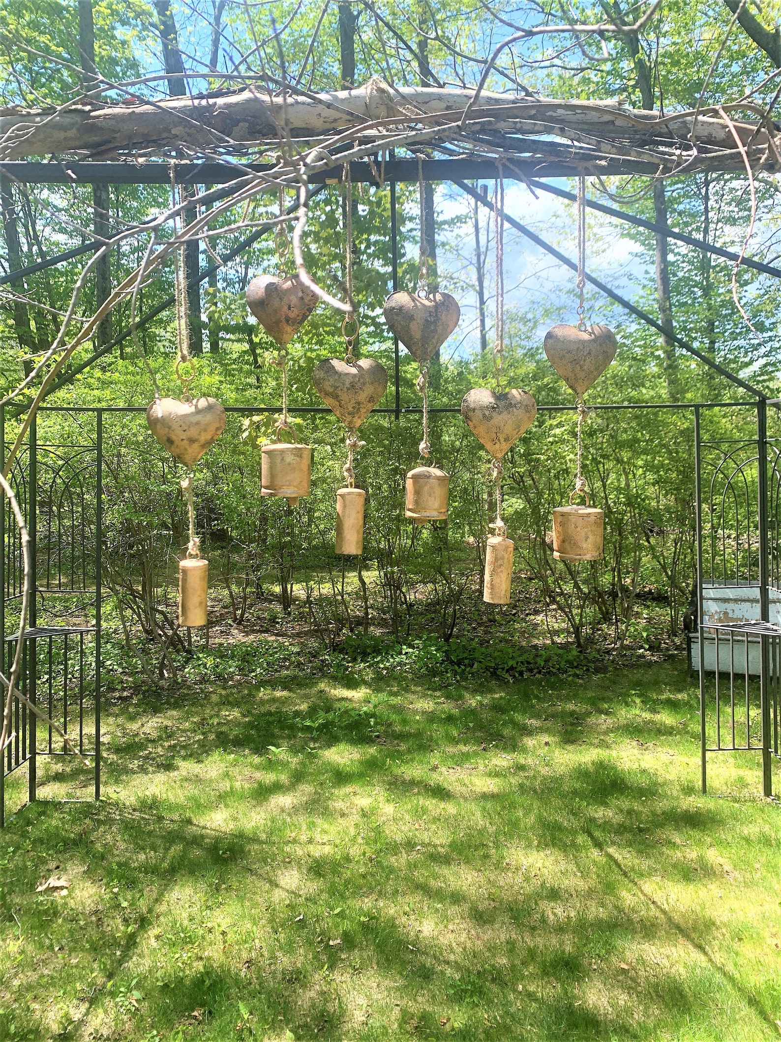 LOVE Chimes-wedding Bell and Heart Rustic Gold Decorations W/ - Etsy