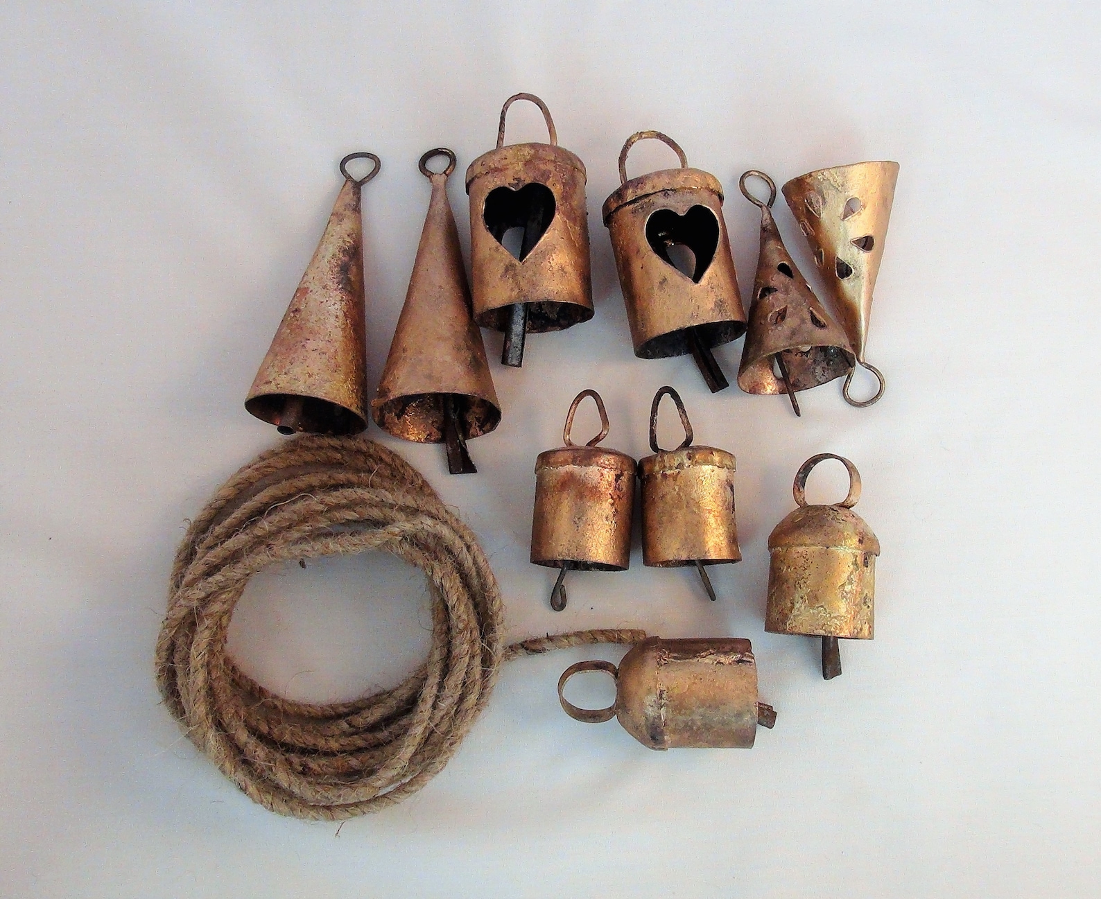 SPIRIT BELLS-5 Various Shapes in Gold-recycled Iron Sheet Metal Bells ...