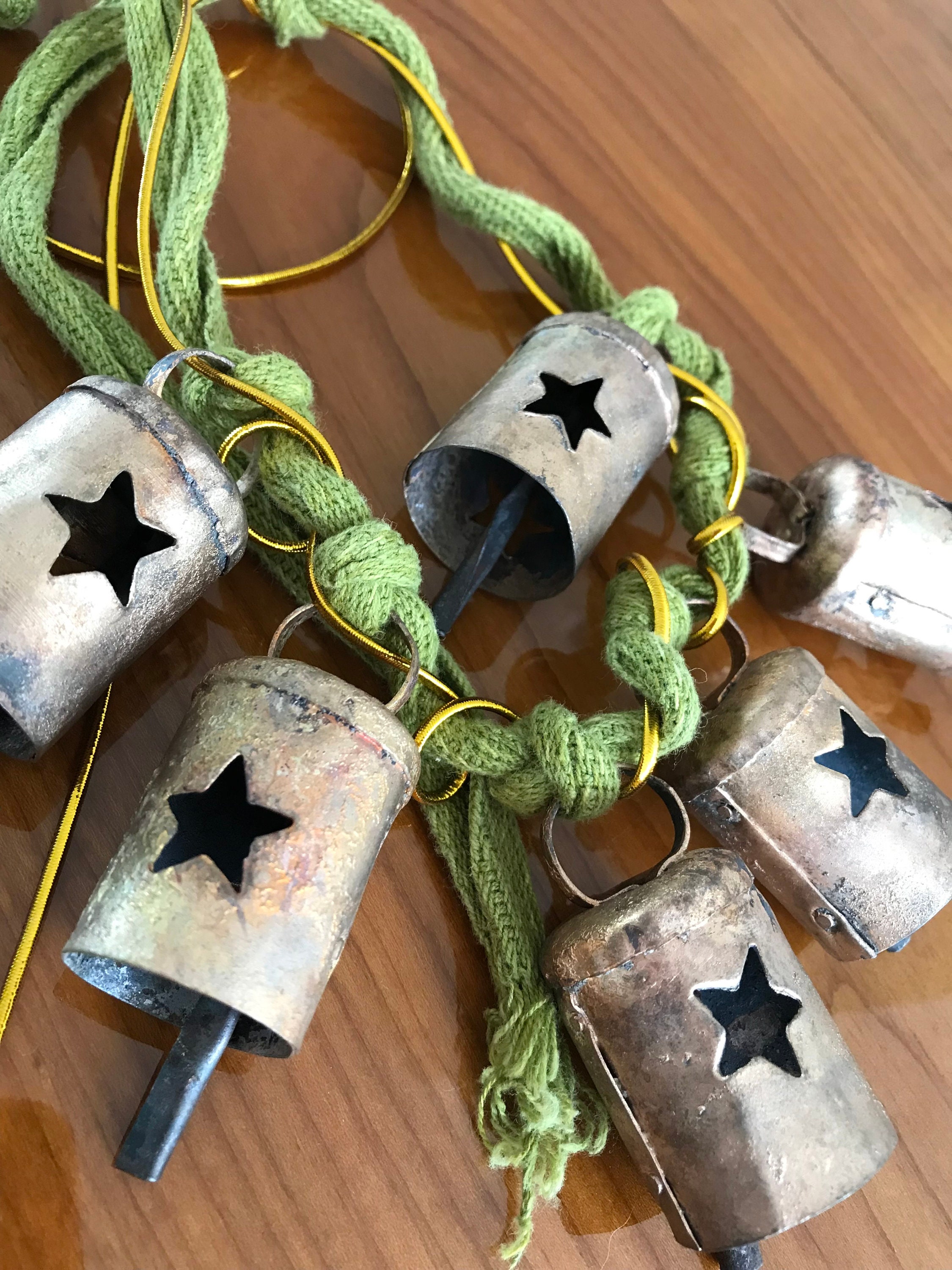 Rustic Gold Star Bells Group of Cylindrical-Shaped Bells | Etsy