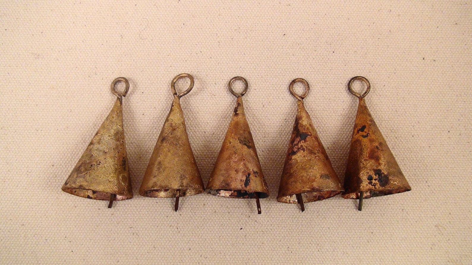 FAIRY Bells Rustic Gold Triangular 2 Bells for - Etsy