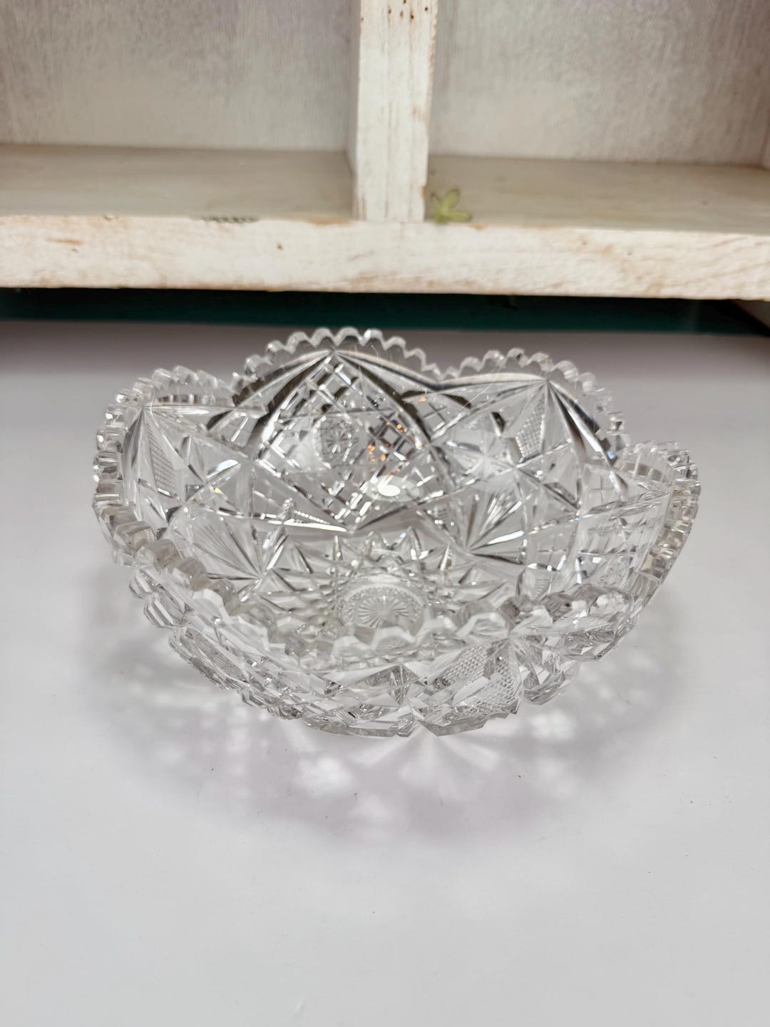 American Brilliant Cut Bowl-sawtooth Rim Lead Crystal-excellent Vintage ...