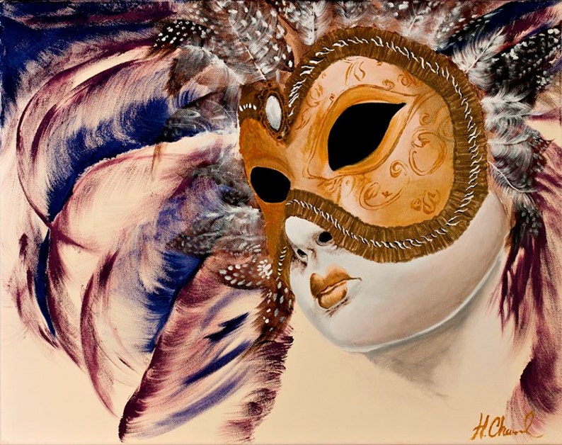 Venetian Mask Acrylic Painting on Canvas-Based on Mardi | Etsy