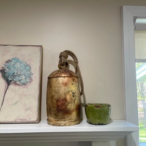 Rumble Bell - Large 12" Rustic Gold Bell With Rope Attached - Big Bell ...