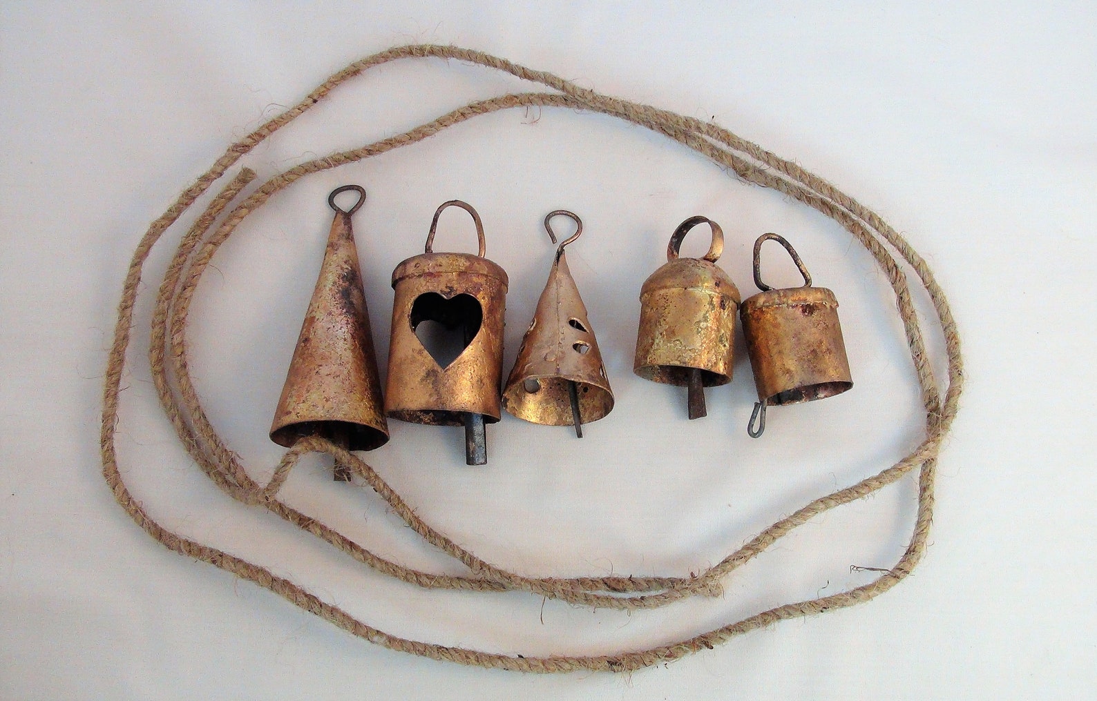 SPIRIT BELLS-5 Various Shapes in Gold-recycled Iron Sheet Metal Bells ...