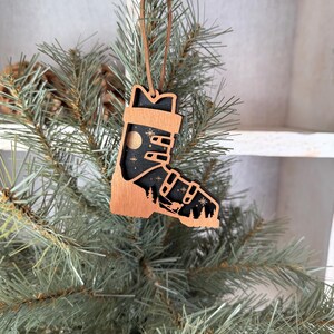 SKI BOOT Holiday Ornament-unique, Hand Made Wood 3-D Christmas Gift ...