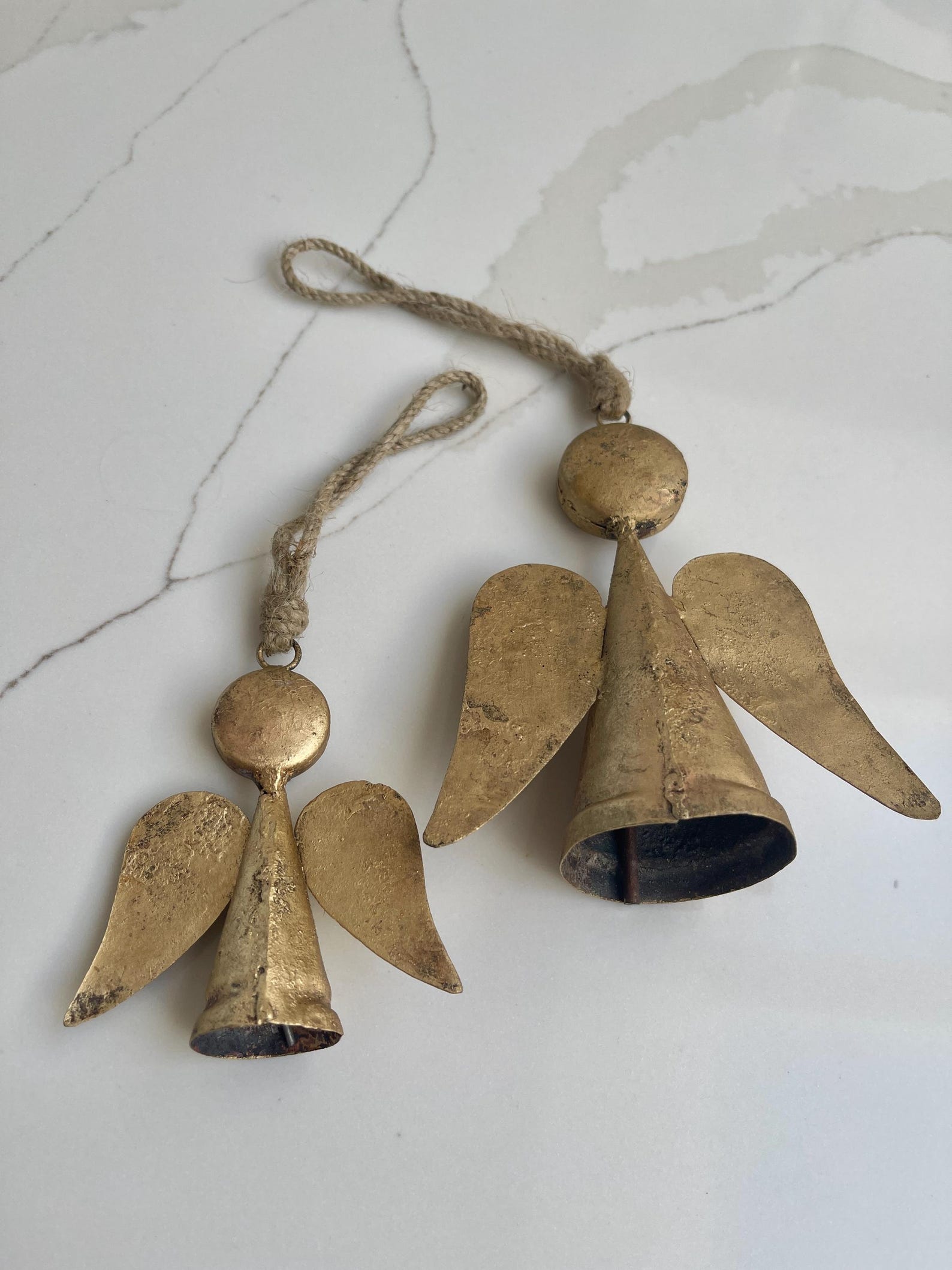 Guardian ANGEL BELLS in Rustic Gold - Stands on It's Own or Can Be Hung ...