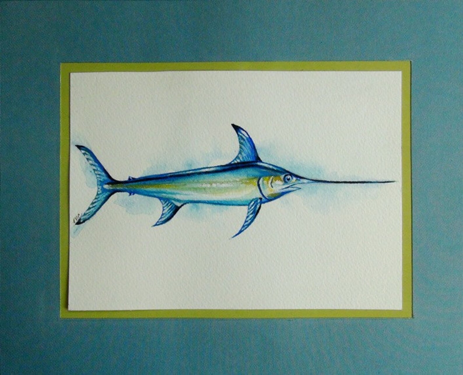 Swordfish Original Watercolor Painting Framed-unique Sea - Etsy