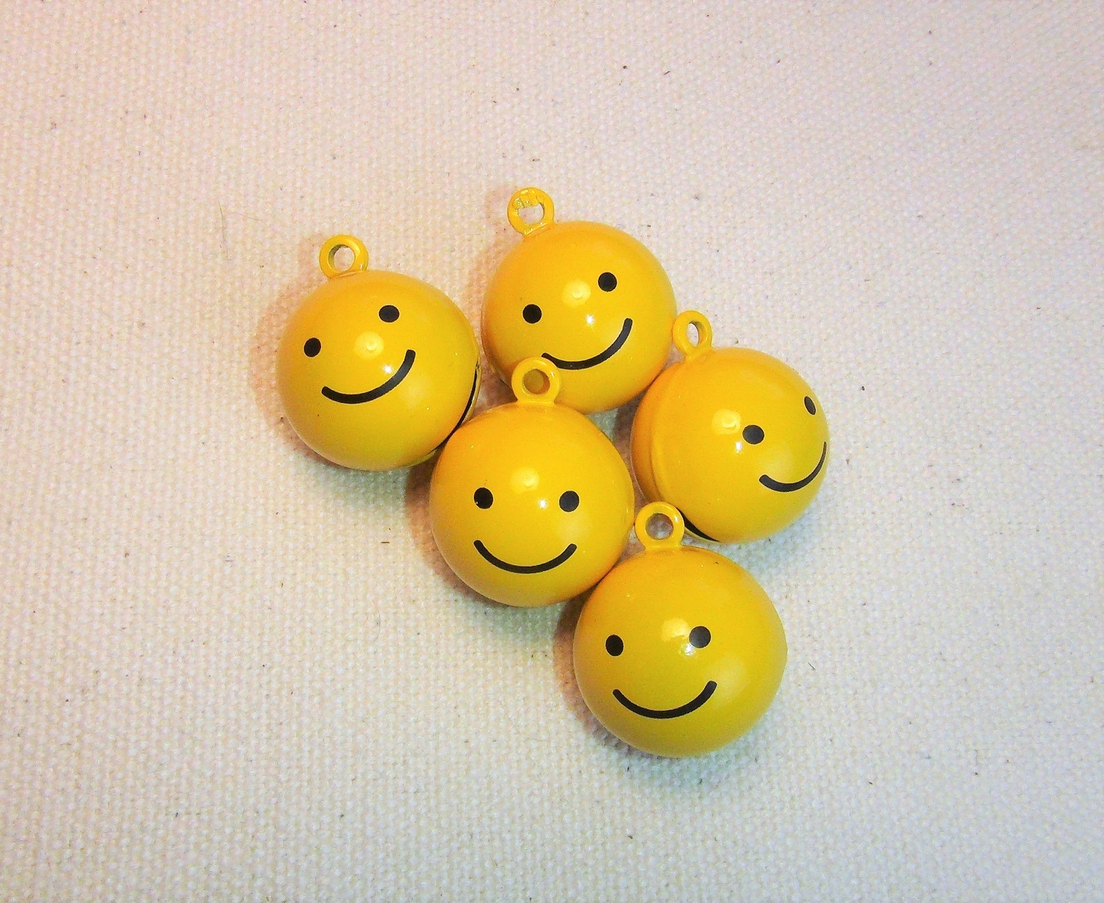 5 Smiley Face Emoji Jingle BELLS in Bright Yellow With the - Etsy