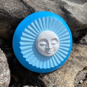 SUN FACE DISC & Reaching Rays of Light in Shades of Blue - Wall Art or ...