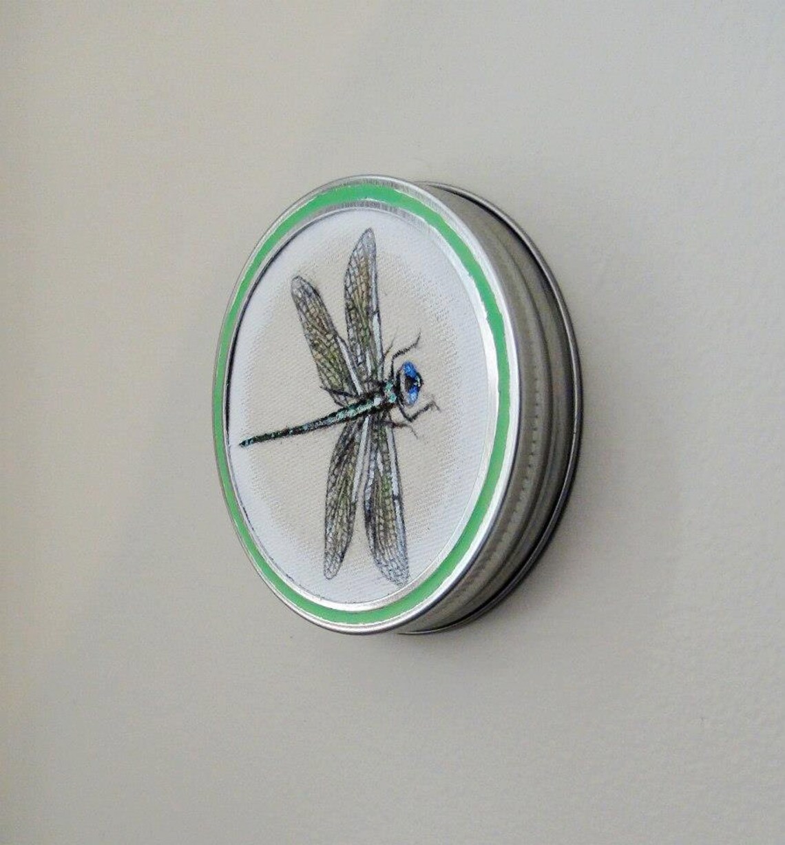 Bug on a Jar - Painted Mason Jar Lids - Dragonfly and Lightning Bug in ...