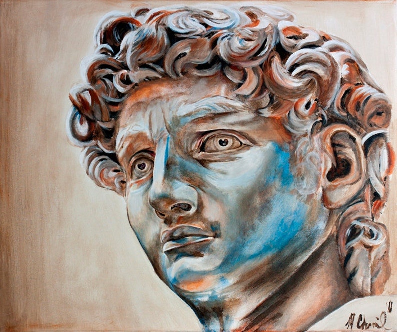 David - Acrylic Painting on Canvas-based on the Michelangelo Famous and ...