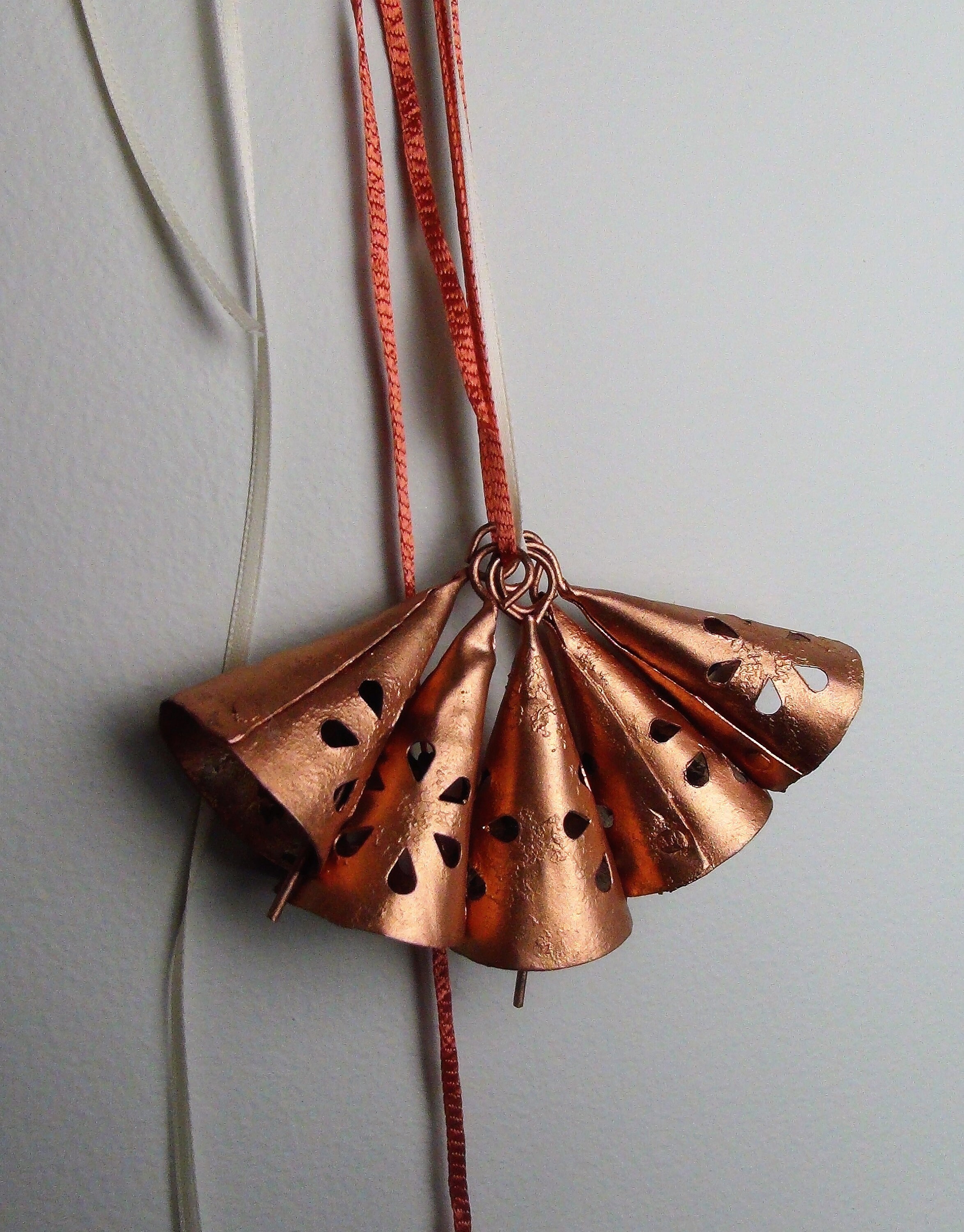 5 COPPER SUNBURST Triangle Bells with Teardrop Cutouts-2 1/4 | Etsy