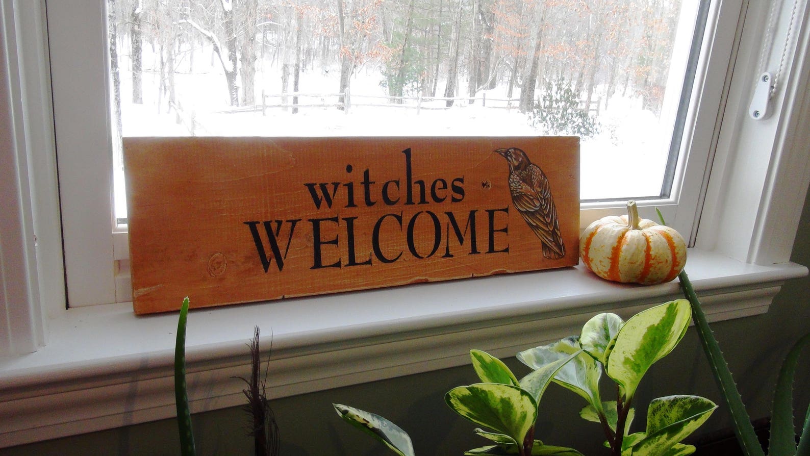 WITCHES WELCOME Sign-hand Painted Unique and Original-orange With Black ...