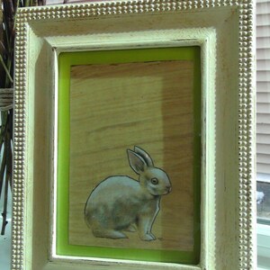 Easter Bunny Rabbit Print W/ Hand Drawn Details in Hand Painted Frame ...