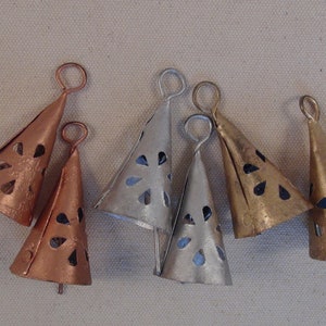 6 Eiffel Tower Bells- Group of COPPER, GOLD & SILVER Triangle Conical ...